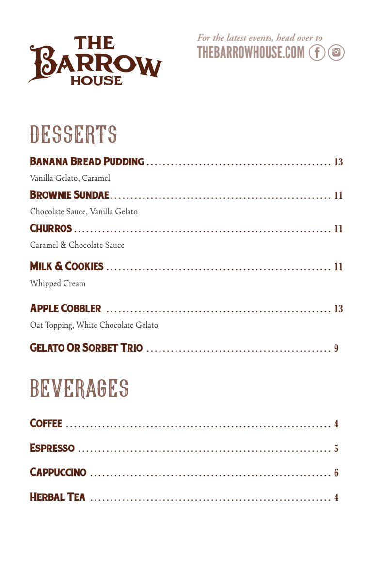 Dessert — The Barrow House