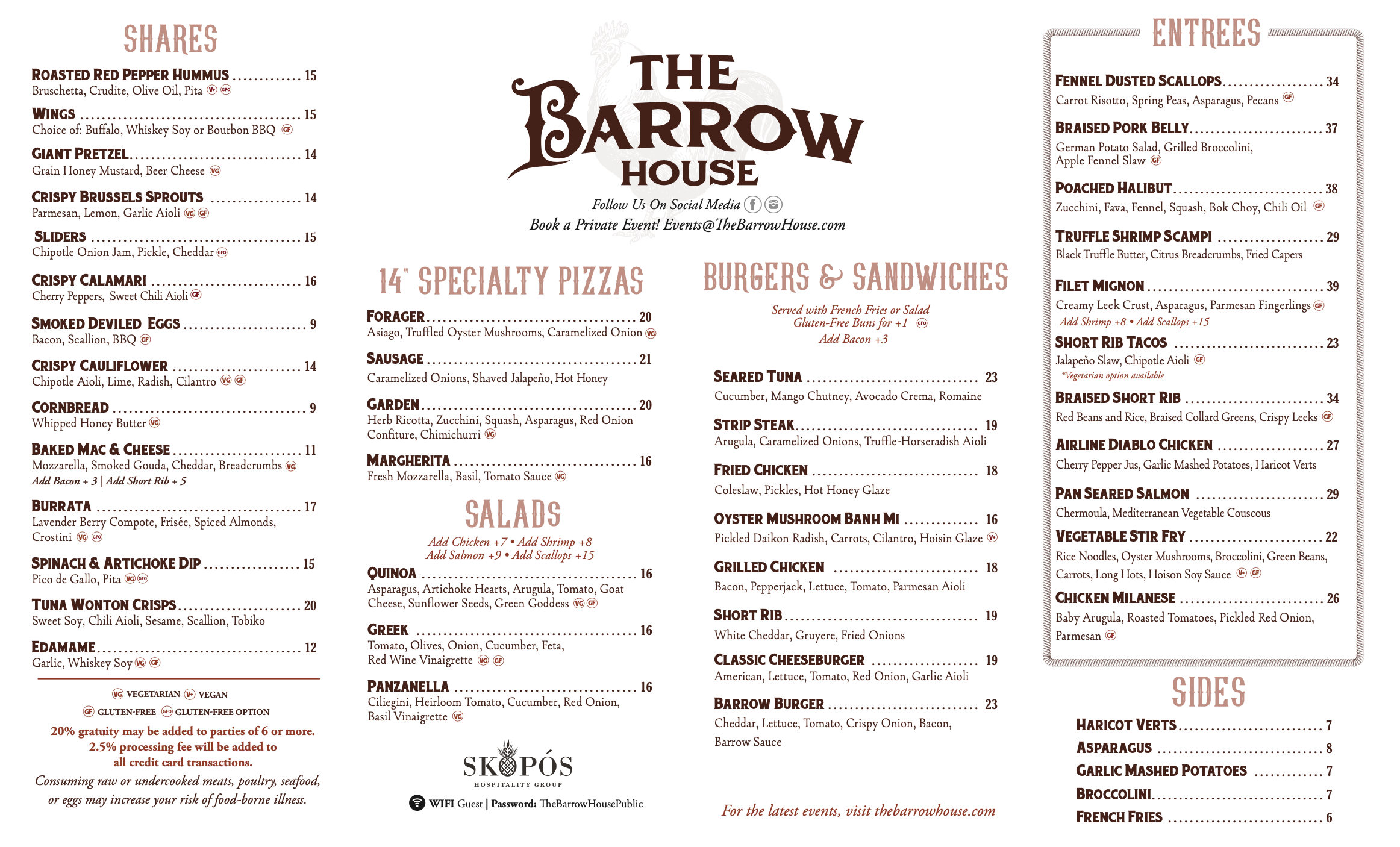 Dinner Menu — The Barrow House