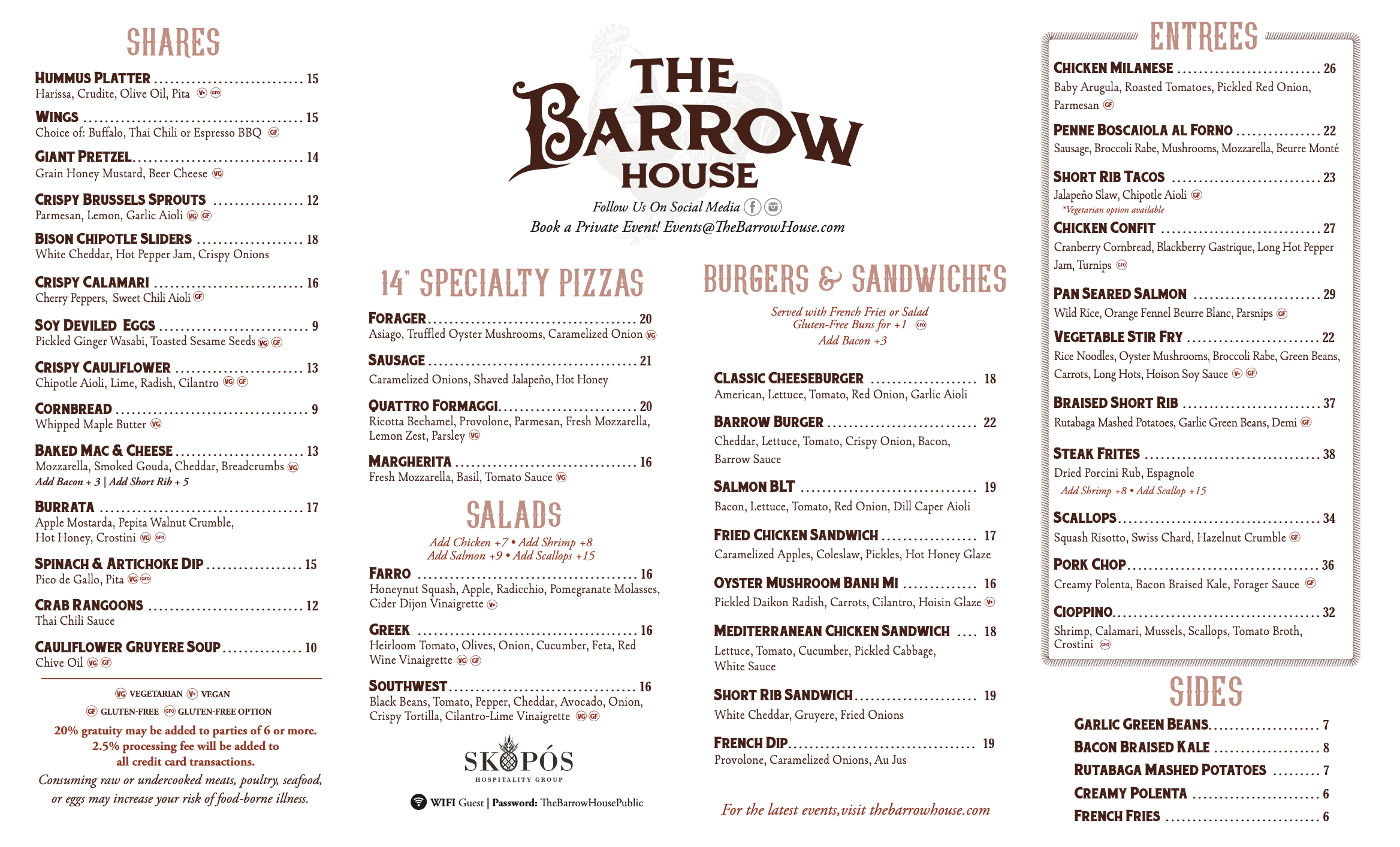Dinner Menu — The Barrow House