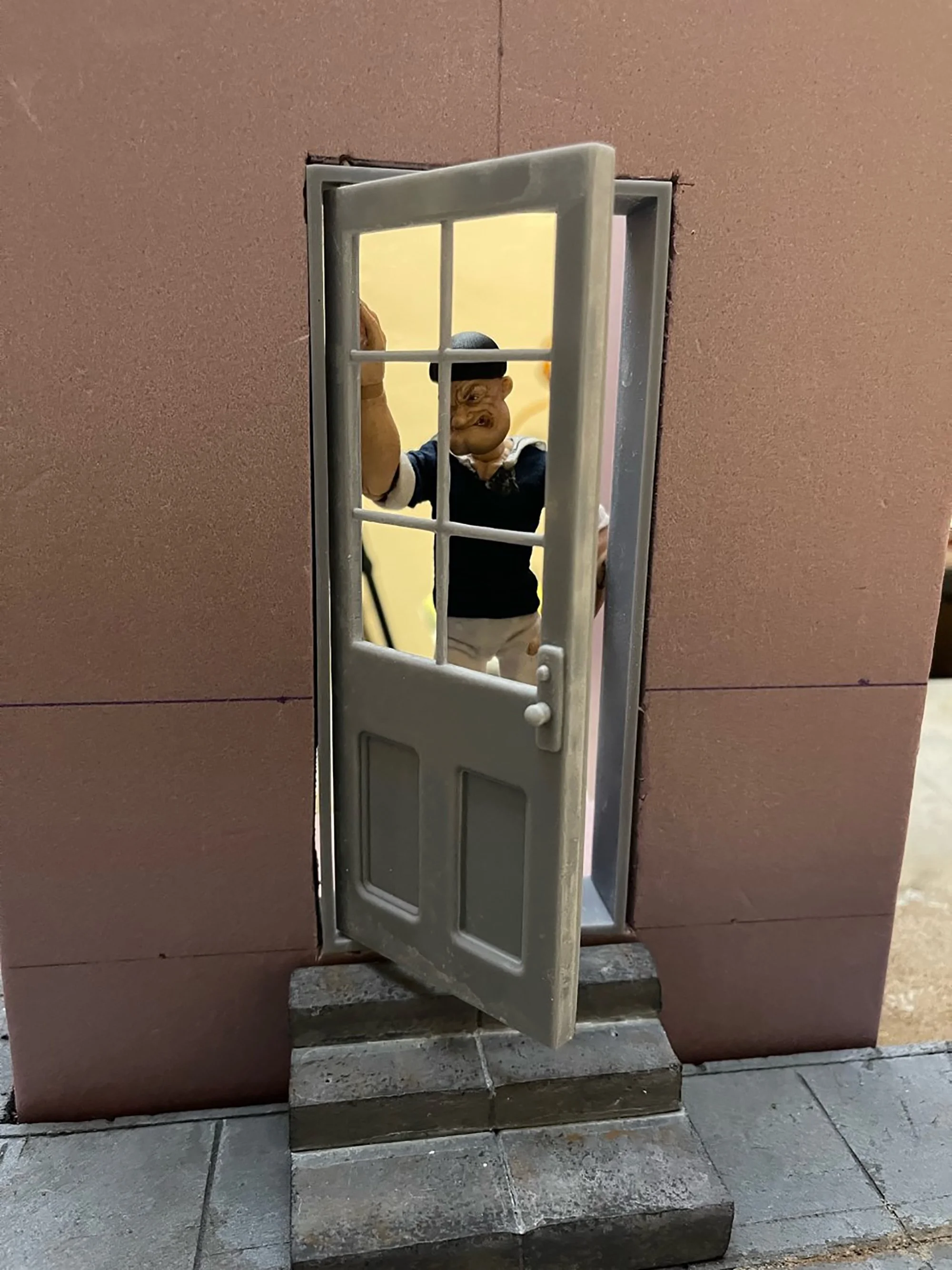 Detailed door frame with door. Dollhouse diorama door (2) piece door ...