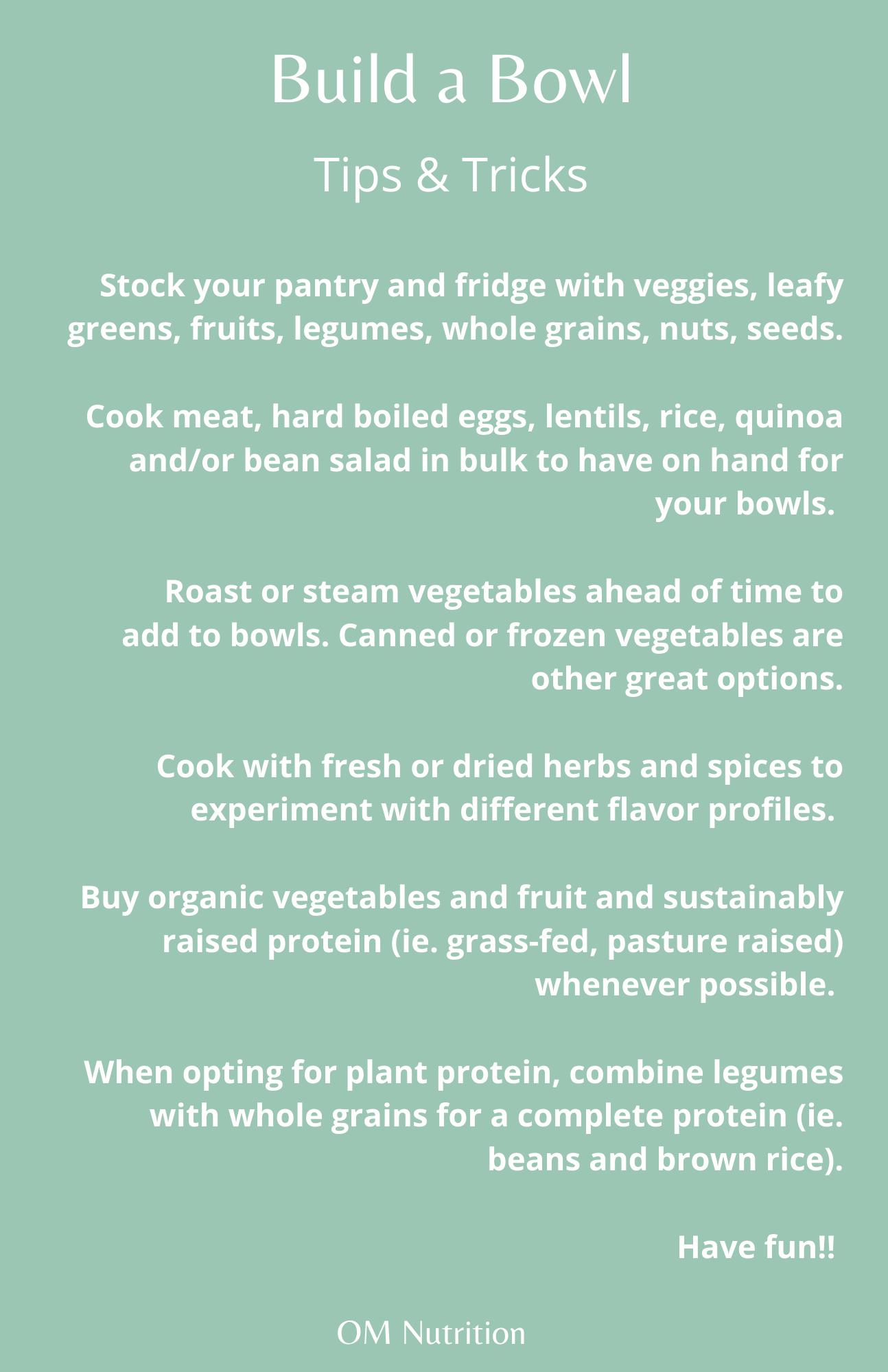 How to Build the Perfect Bowl [Infographic] — Olivia Moeller MS CNS