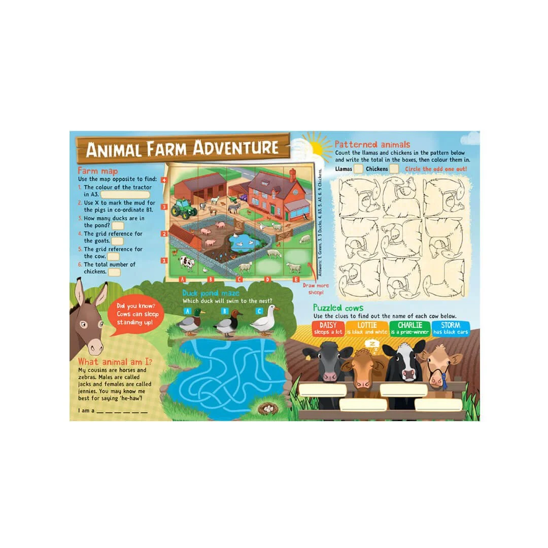 Children's Animal Farm Adventure Activity Sheet — Colour Heroes