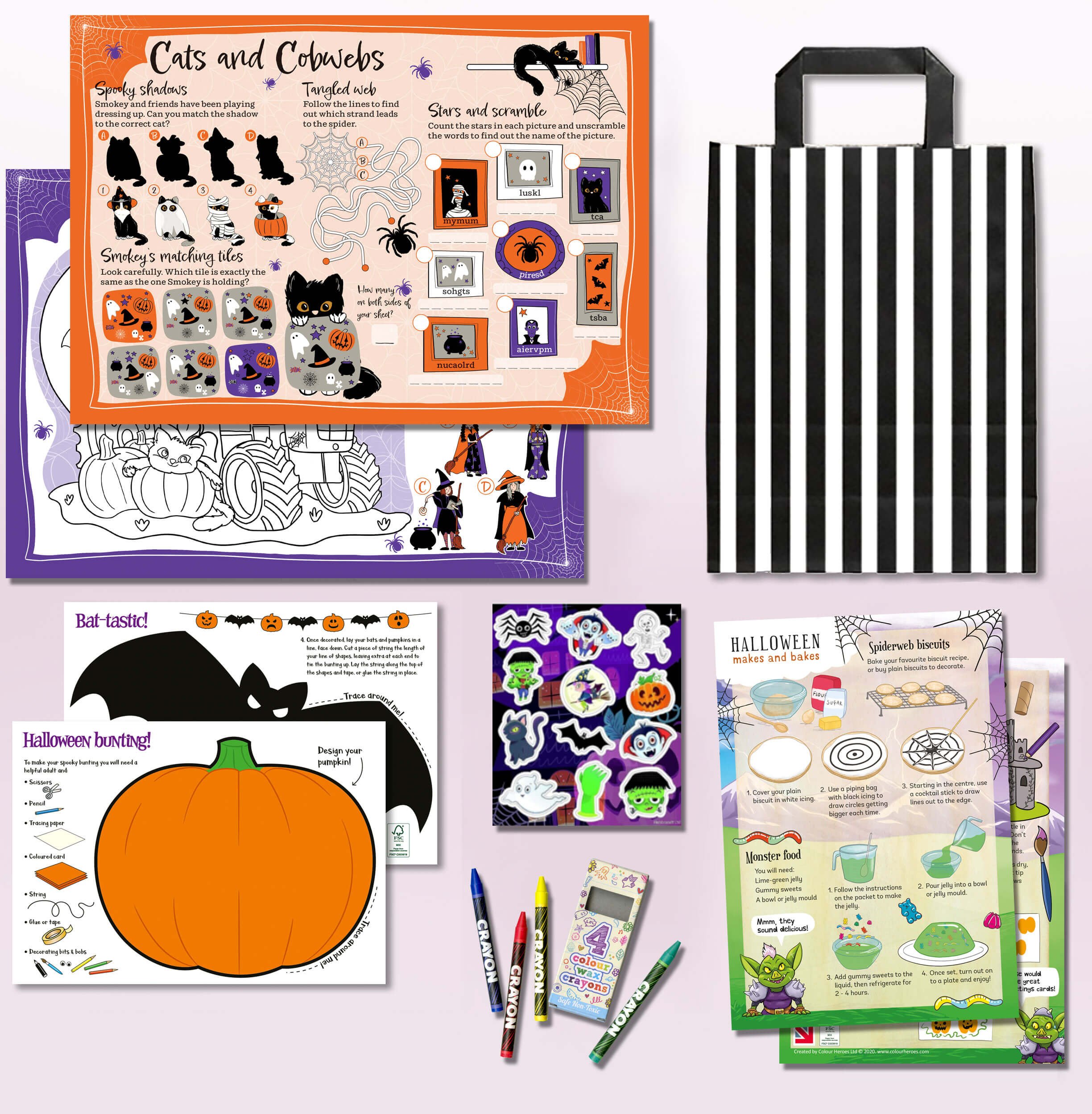 Festive activity packs and children's takeaway picnic lunch bag ...