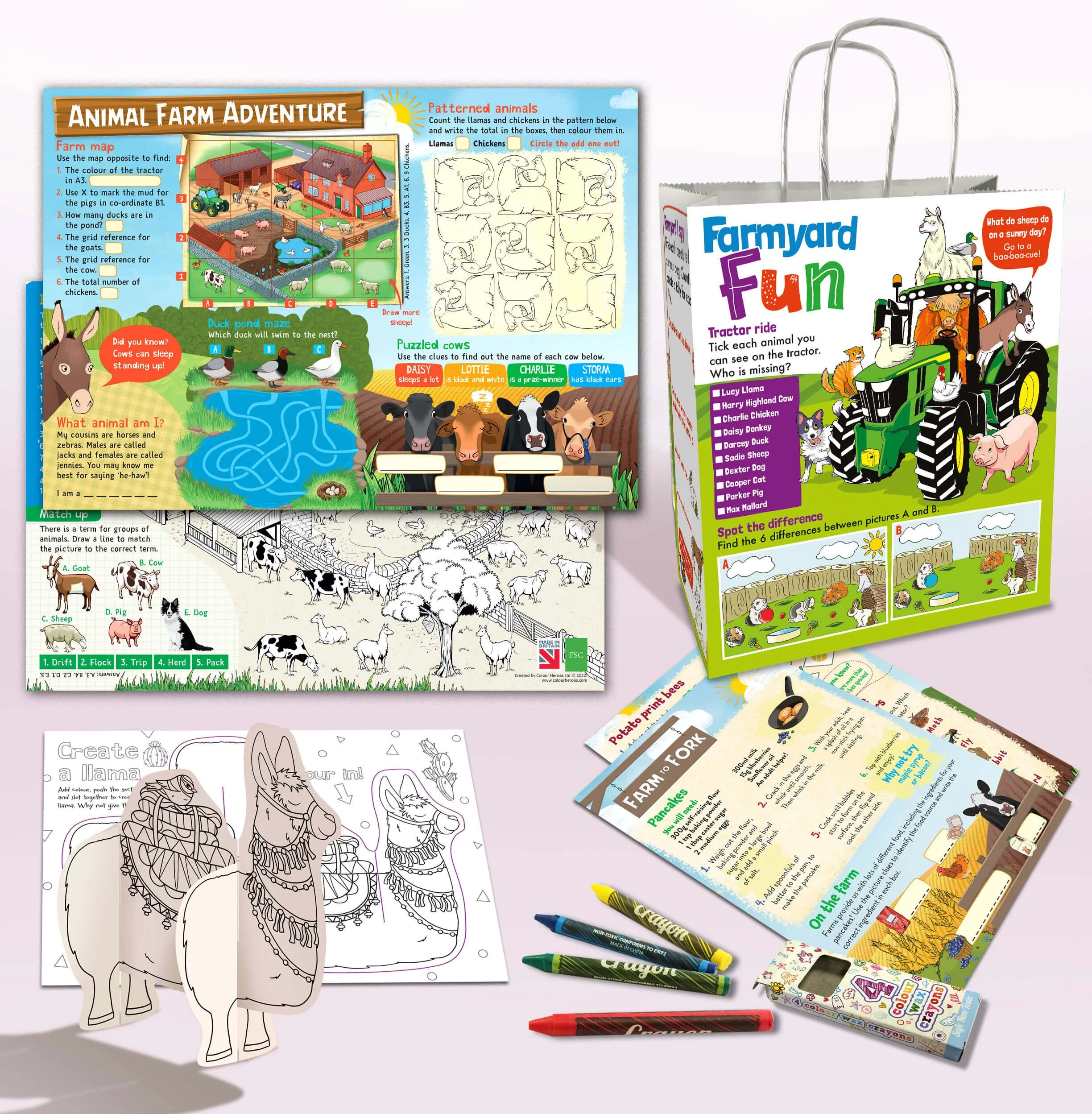 Festive activity packs and children's takeaway picnic lunch bag ...