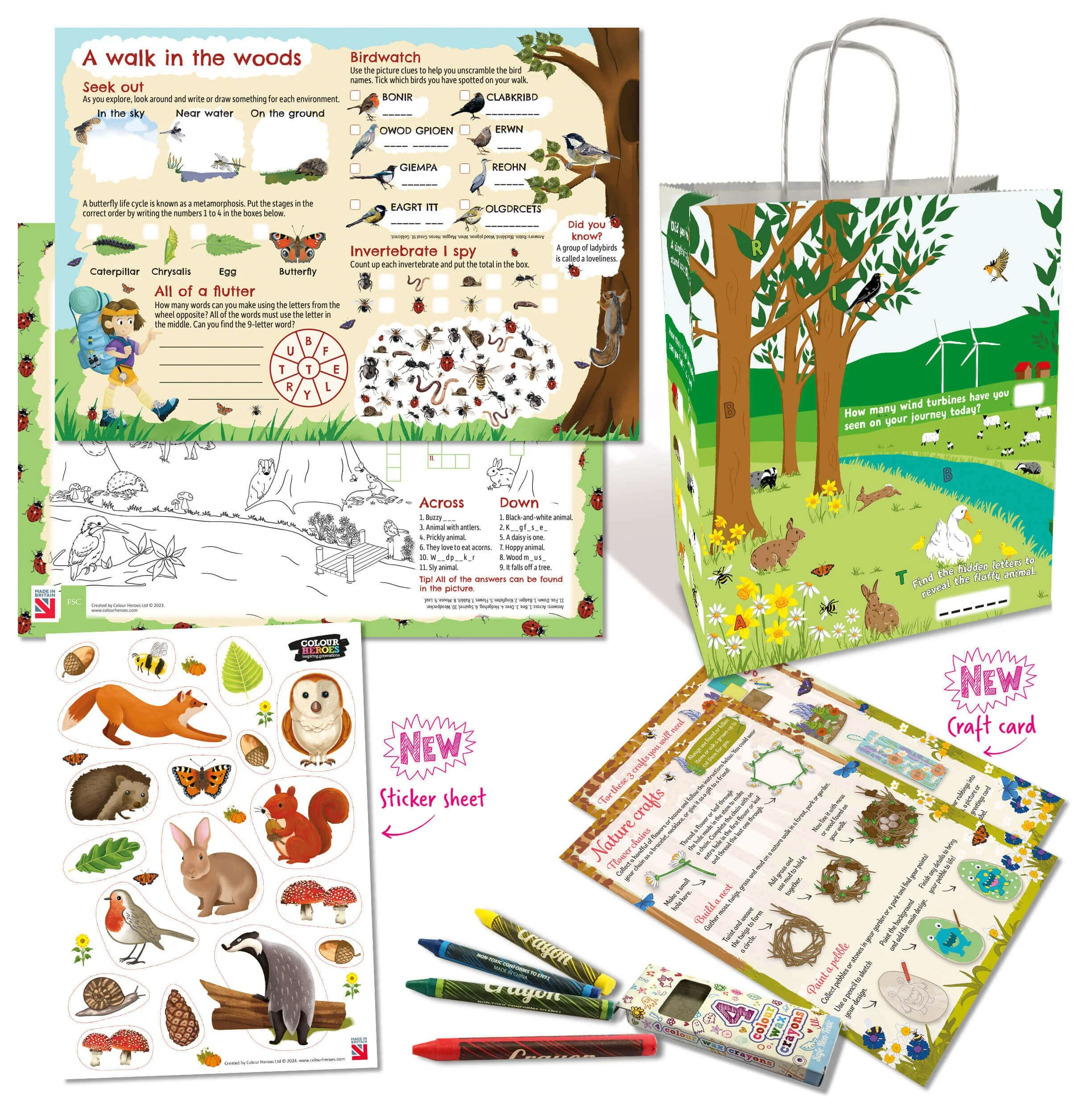 Festive activity packs and children's takeaway picnic lunch bag ...