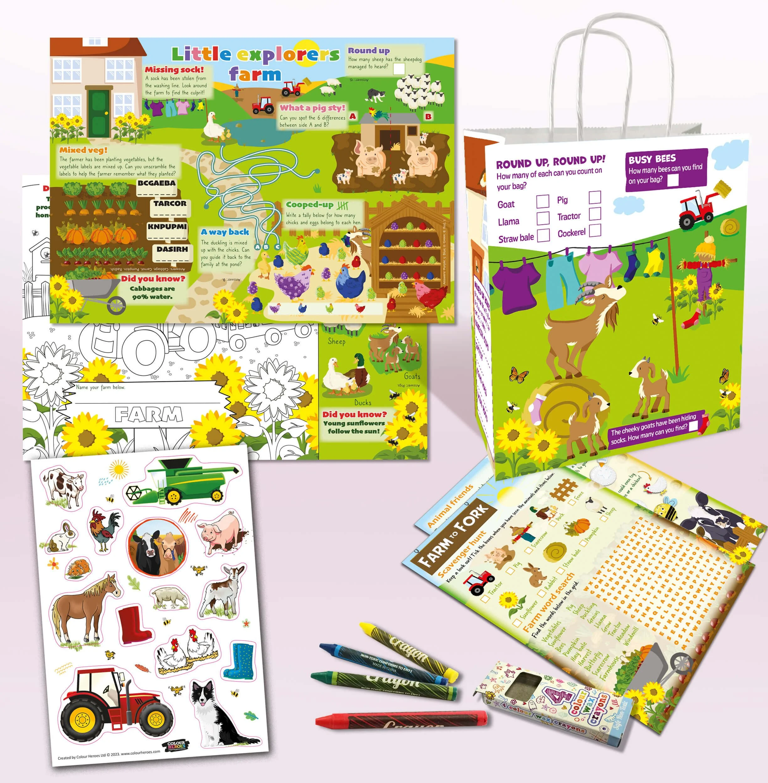 Festive activity packs and children's takeaway picnic lunch bag ...