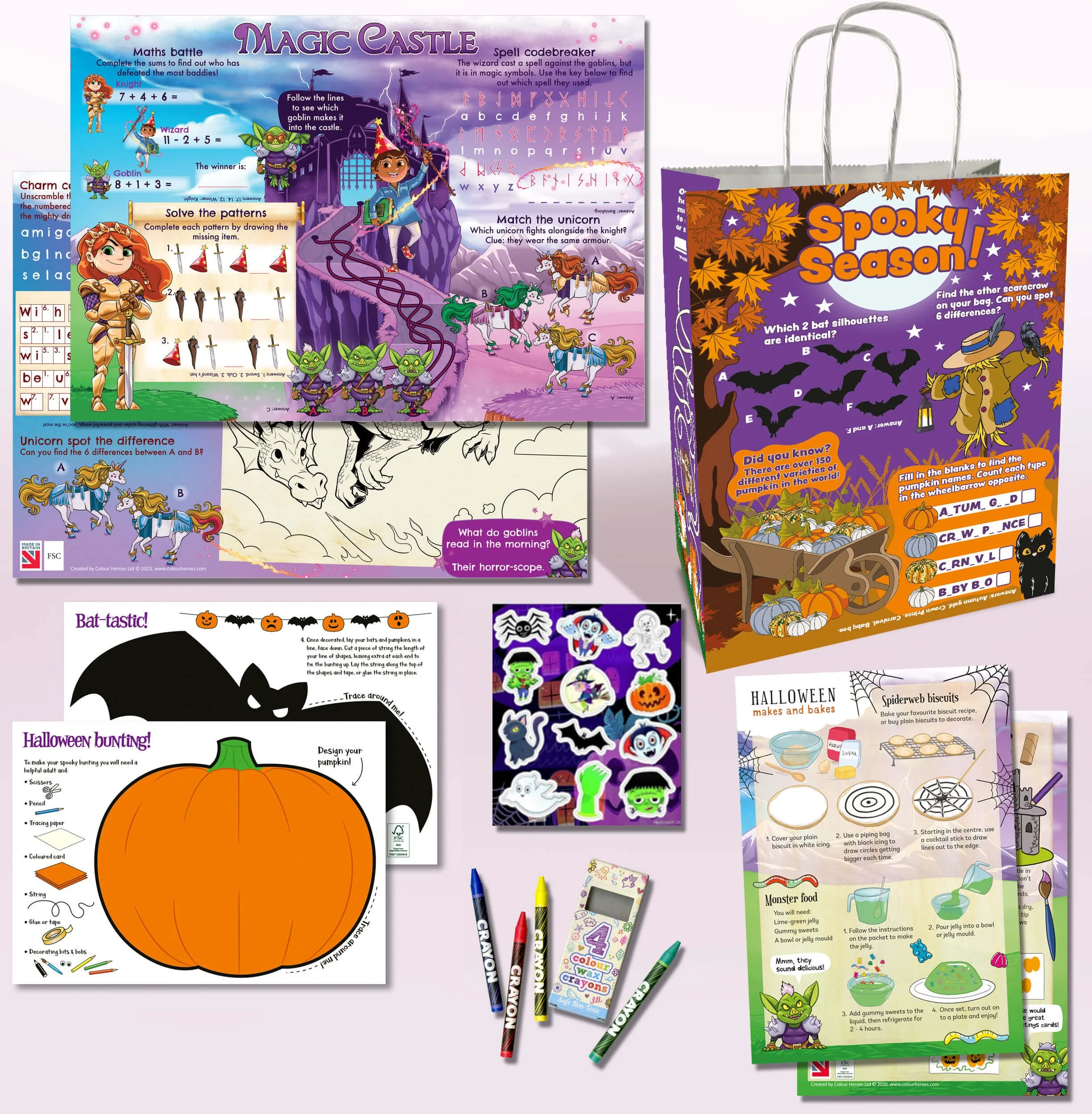 Children's Halloween Activity Packs and takeaway lunch bags — Colour Heroes