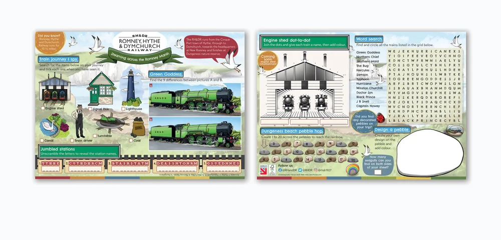 Children's activity sheet for RH&DR Heritage Railway — Colour Heroes