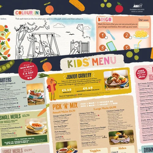 Childrens menus and activity sheets — Colour Heroes