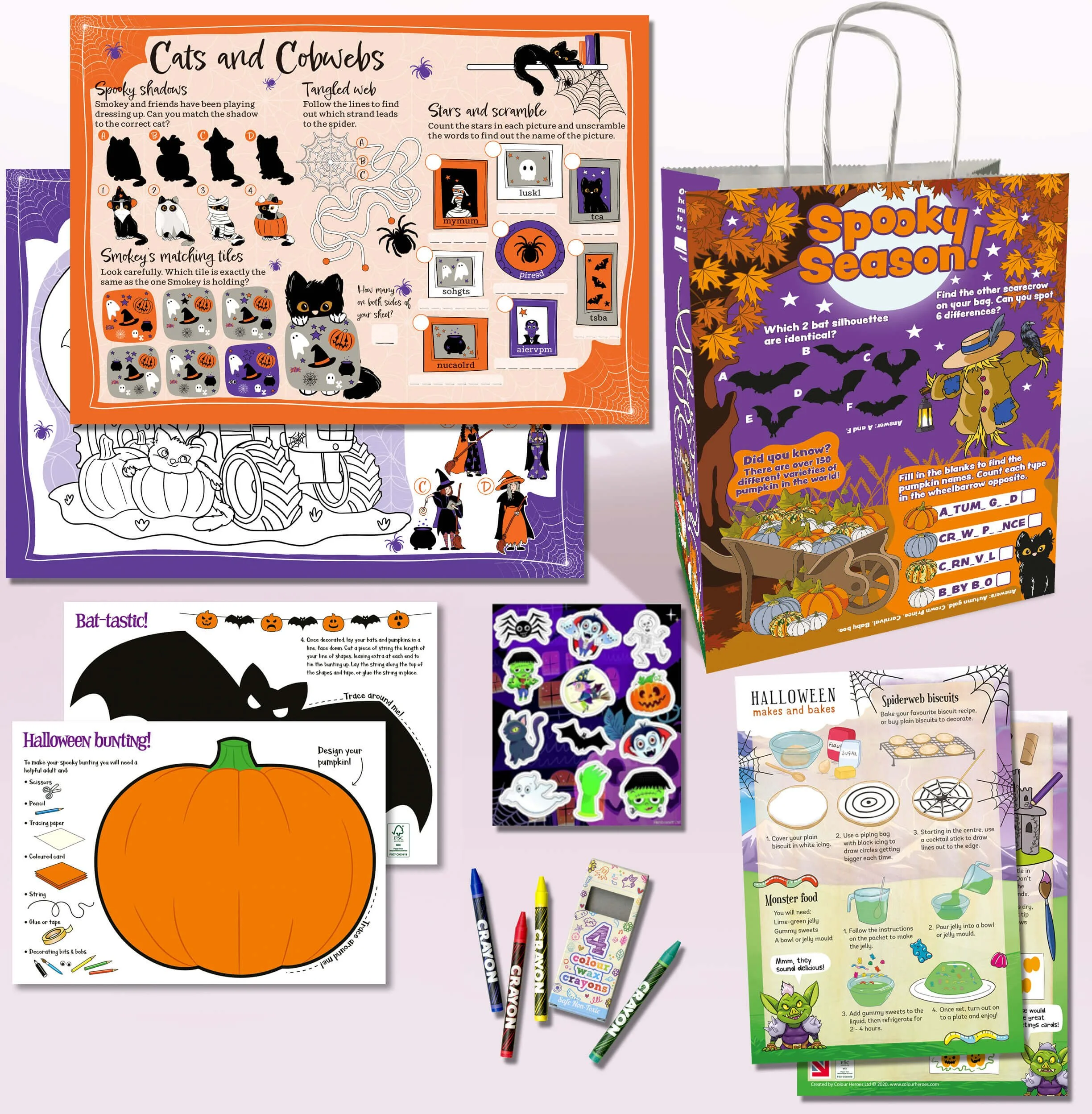 Children's Halloween Activity Packs and takeaway lunch bags — Colour Heroes