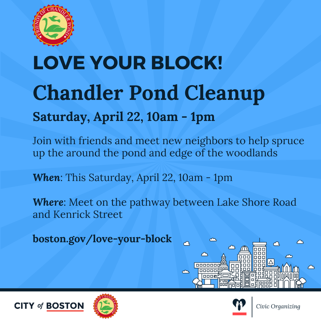 Love your Block- Chandler Pond cleanup! — Friends of Chandler Pond