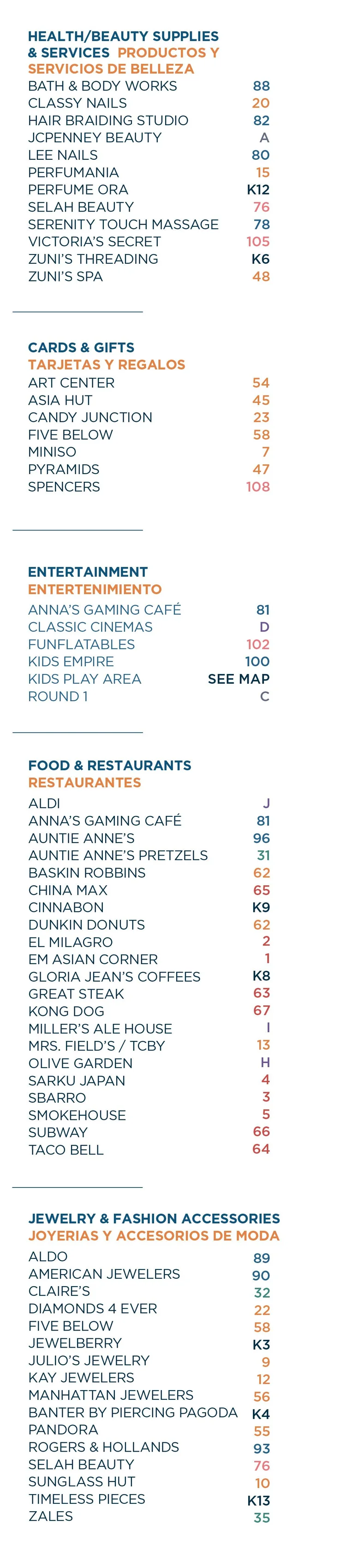 Directory Map — North Riverside Park Mall