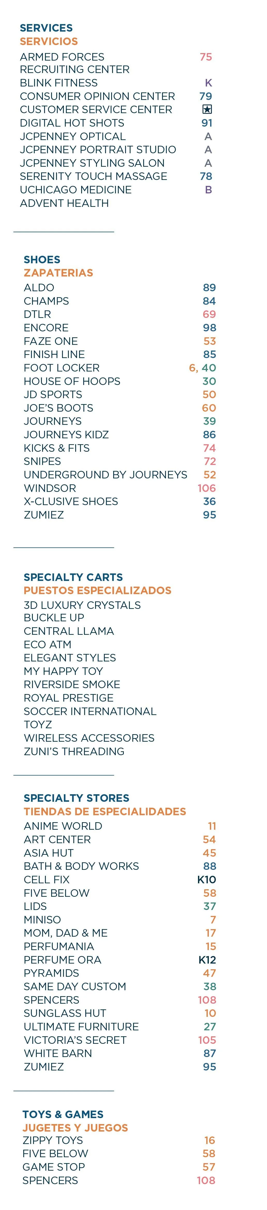 Directory Map — North Riverside Park Mall