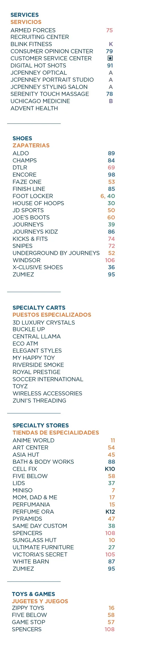 Directory Map — North Riverside Park Mall