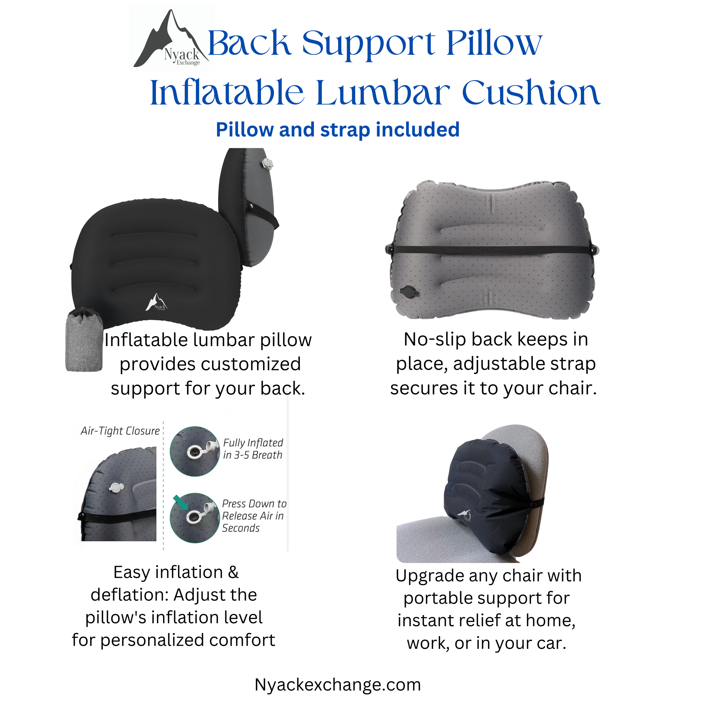 Soothe Your Back: Inflatable Lumbar Support for Home,Travel — Nyack ...
