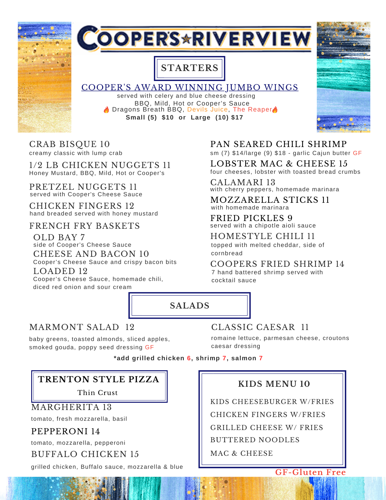 Food & Drinks Menus — Cooper's Riverview