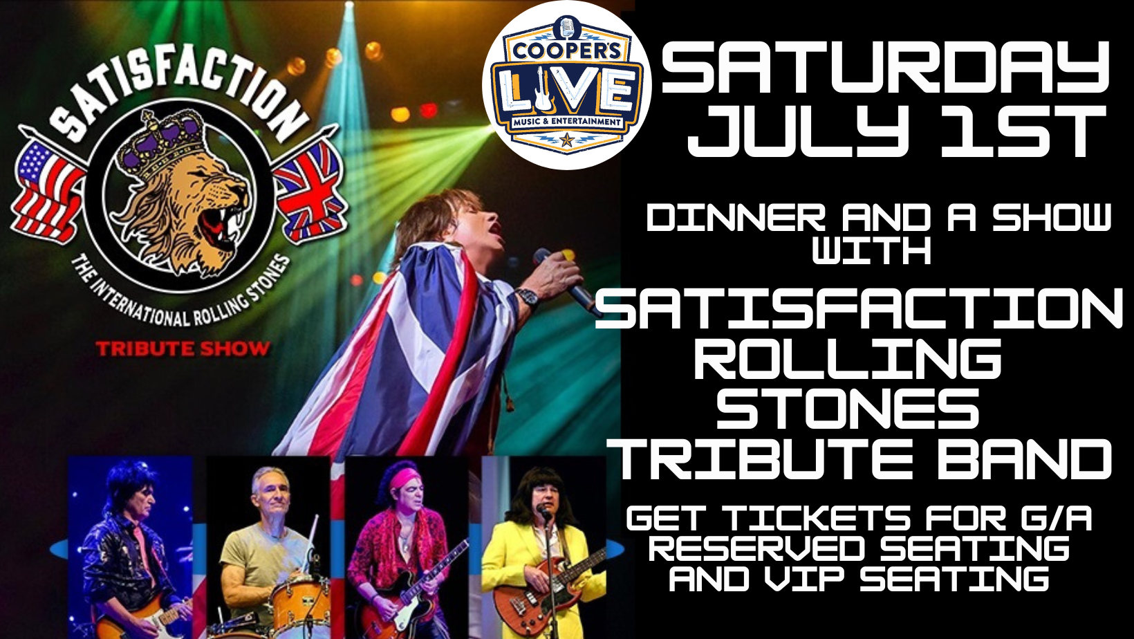 SATISFACTION ROLLING STONES TRIBUTE BAND - DINNER and CONCERT! AT ...