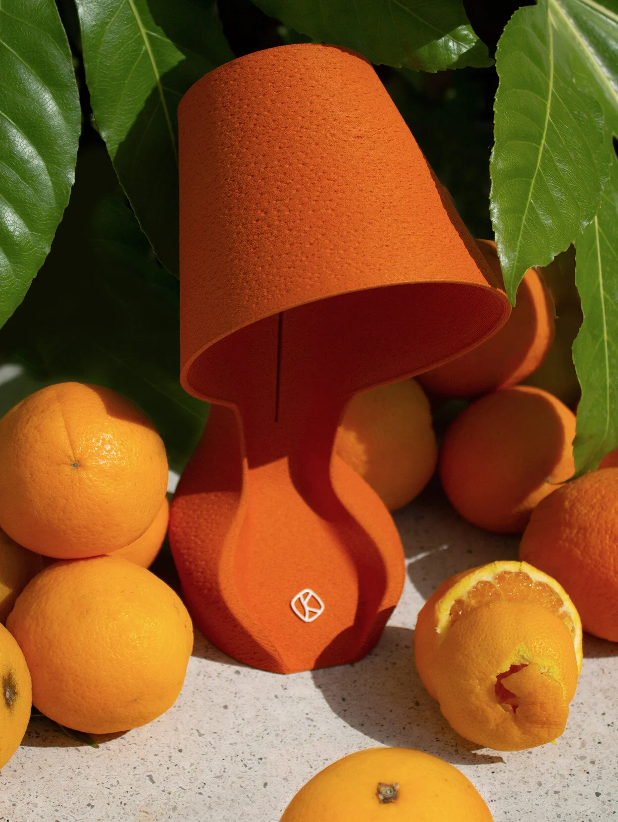 Ohmie table lamp, 3D printed with orange peel waste. Produced by Krill Design. — Milan Icons
