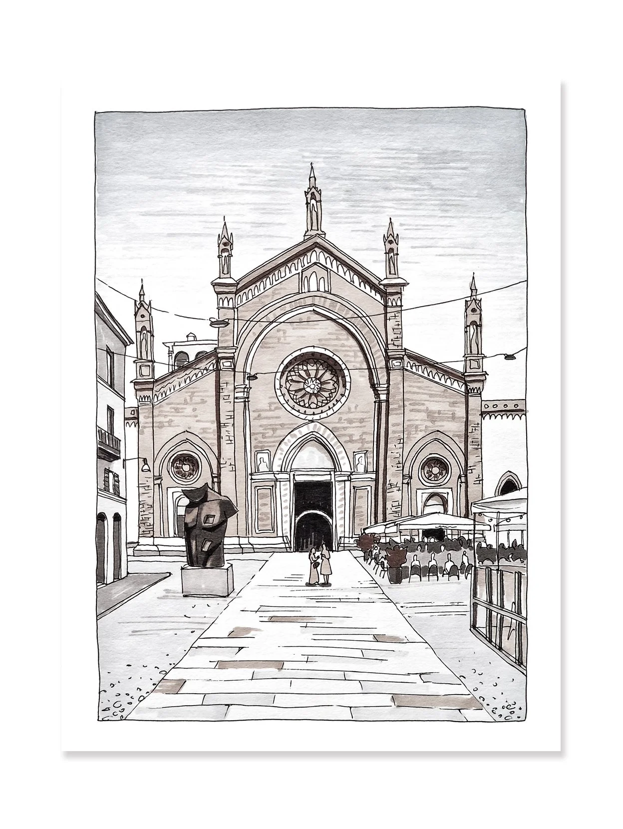 “Piazza del Carmine”, illustrazione originale di Alina Musiyachenko. In ...