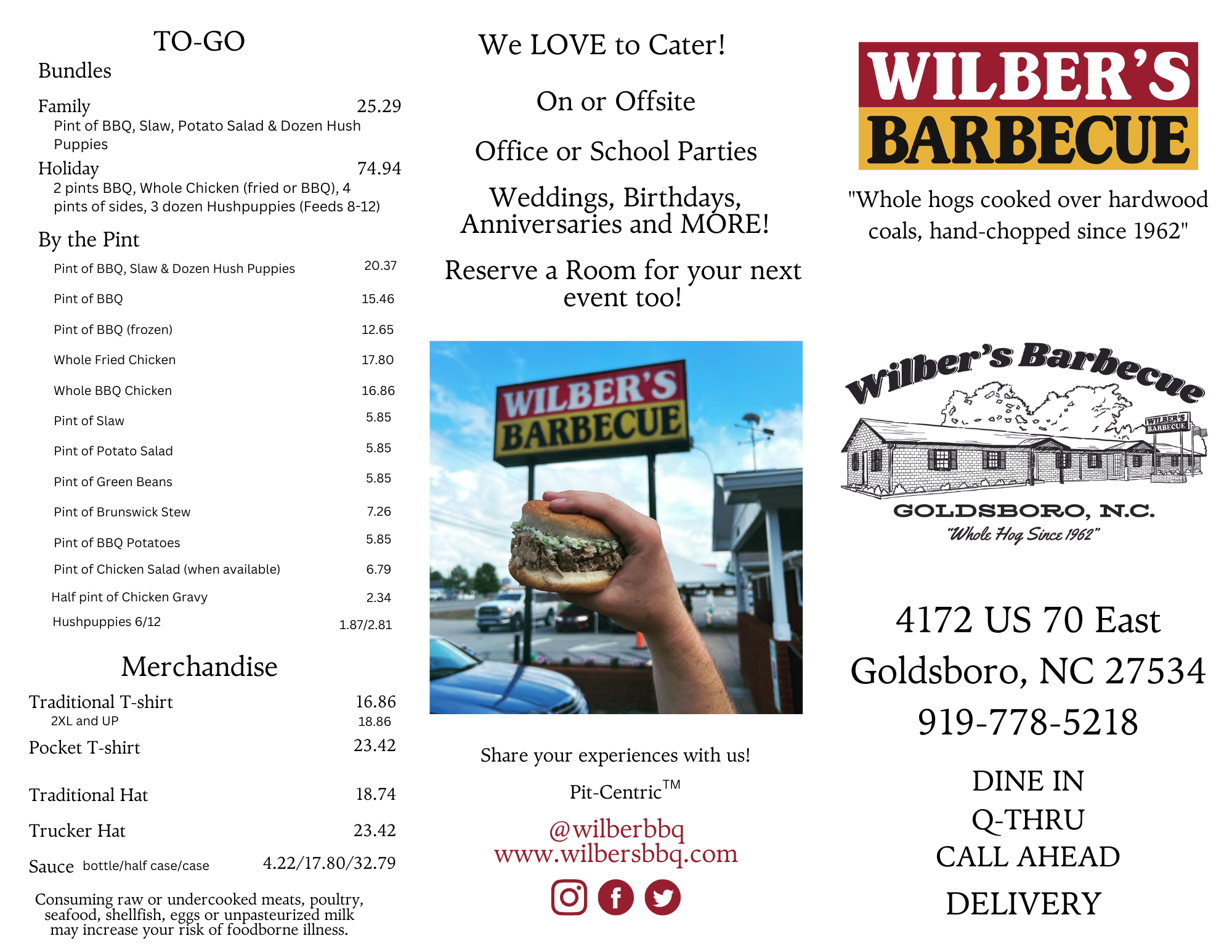Menu — Wilber's Barbecue