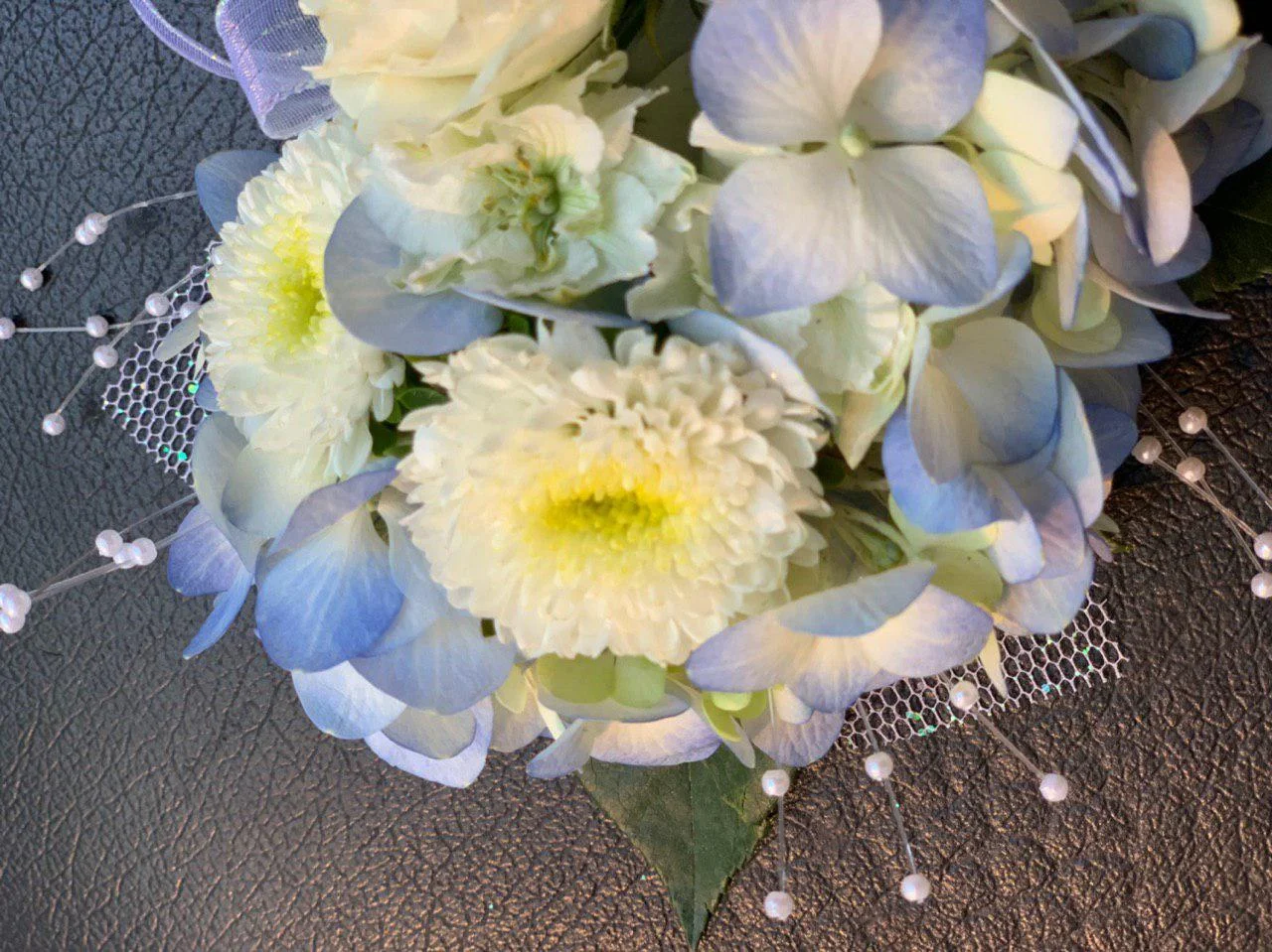 Blue Hydrangea Wrist Corsage