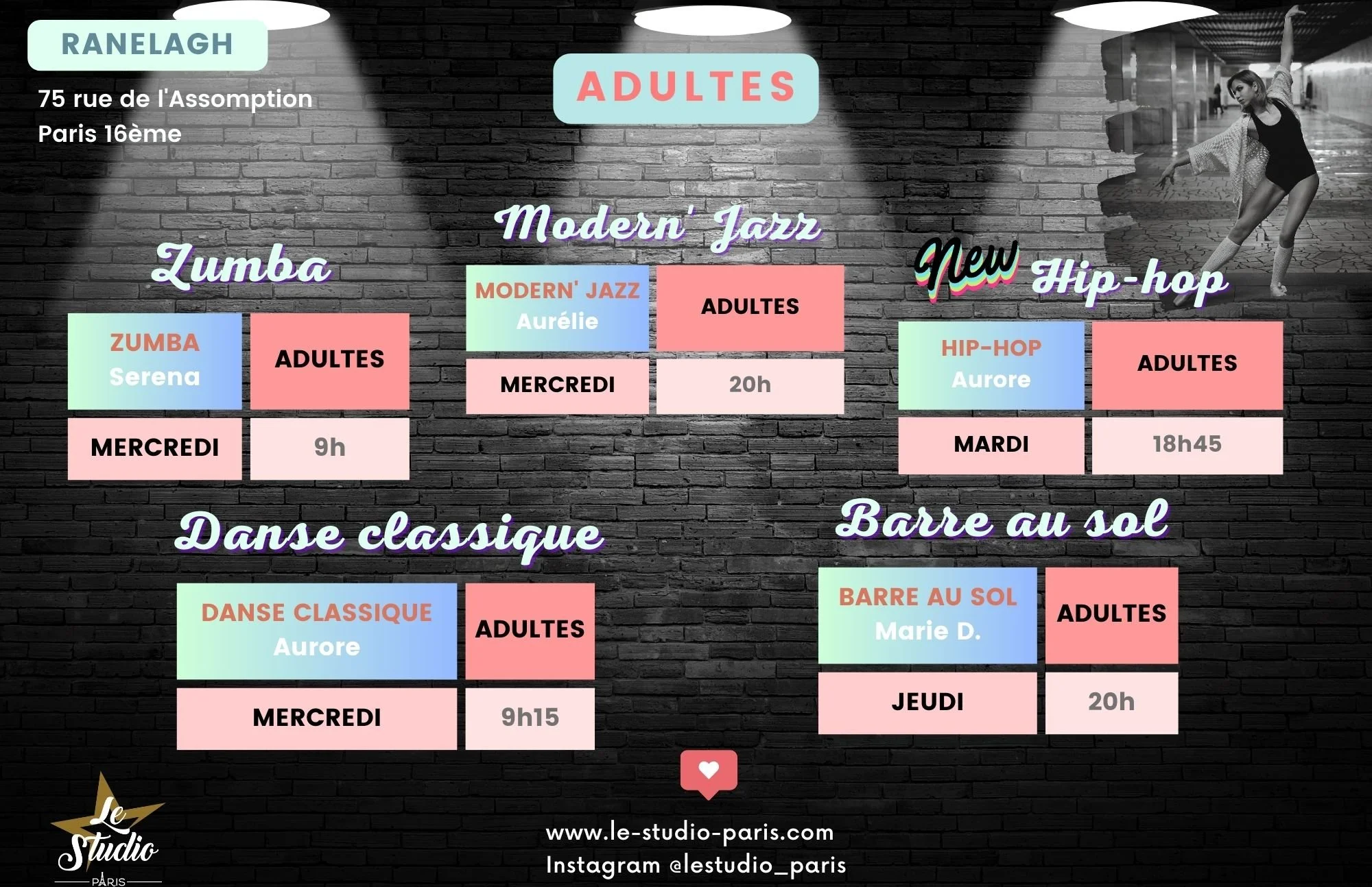 Le Studio Paris 16e (75016) - Cours danse adultes et enfants — Le Studio