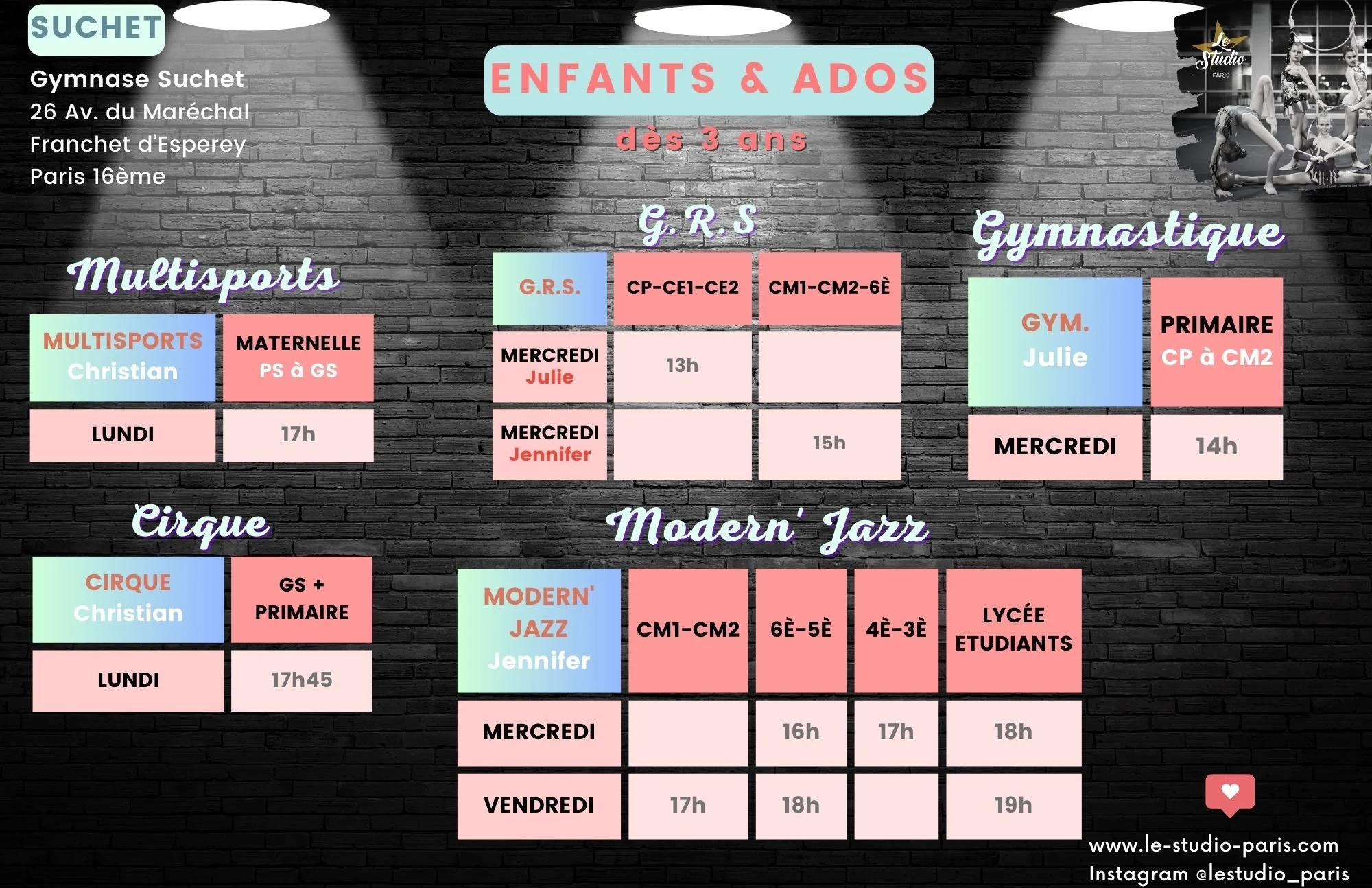 Le Studio Paris 16e (75016) - Cours danse adultes et enfants — Le Studio
