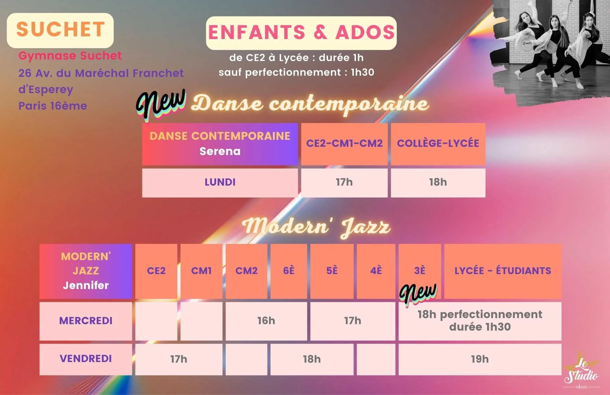 Le Studio Paris 16e (75016) - Cours danse adultes et enfants — Le Studio