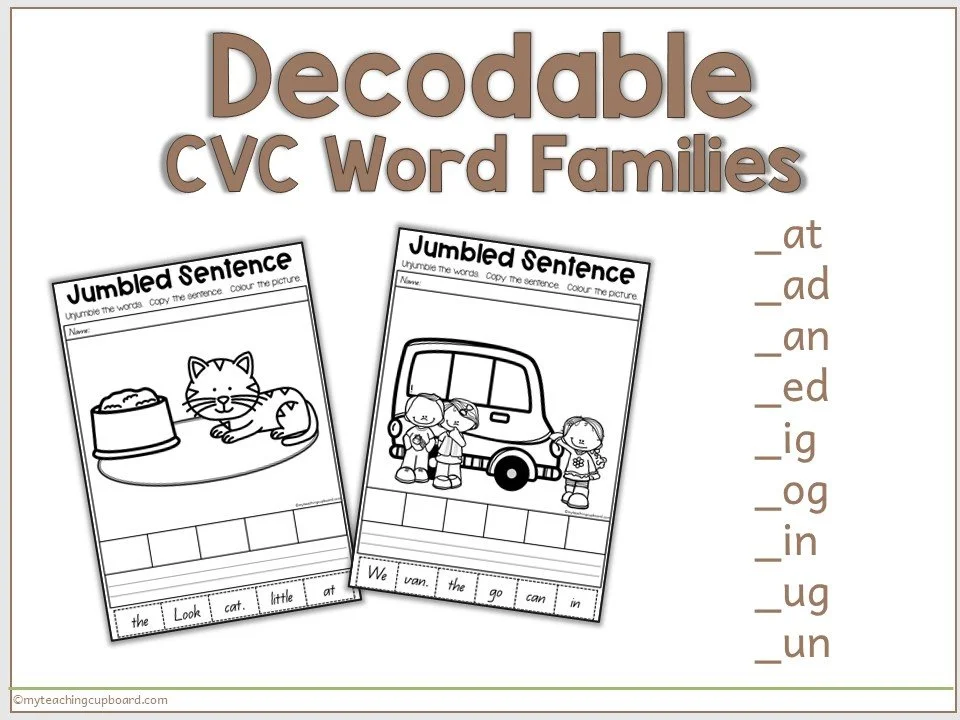 Decodable Sentences with CVC Words for Kindergarten — My Teaching Cupboard