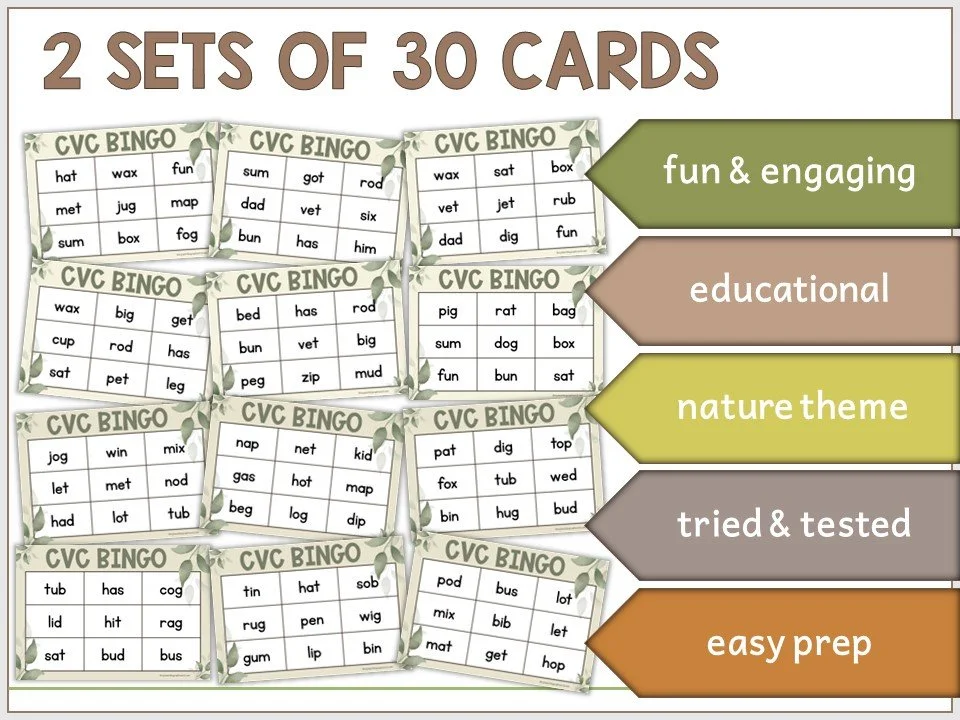 CVC Words Bingo Game — My Teaching Cupboard
