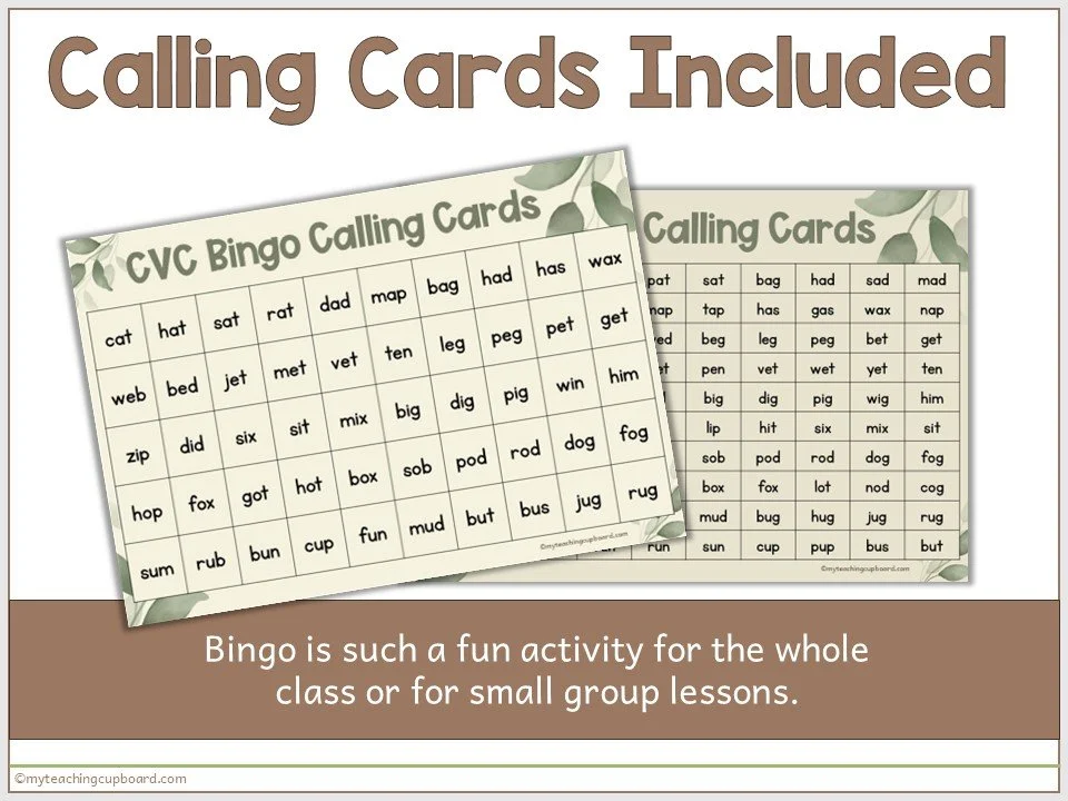 CVC Words Bingo Game — My Teaching Cupboard