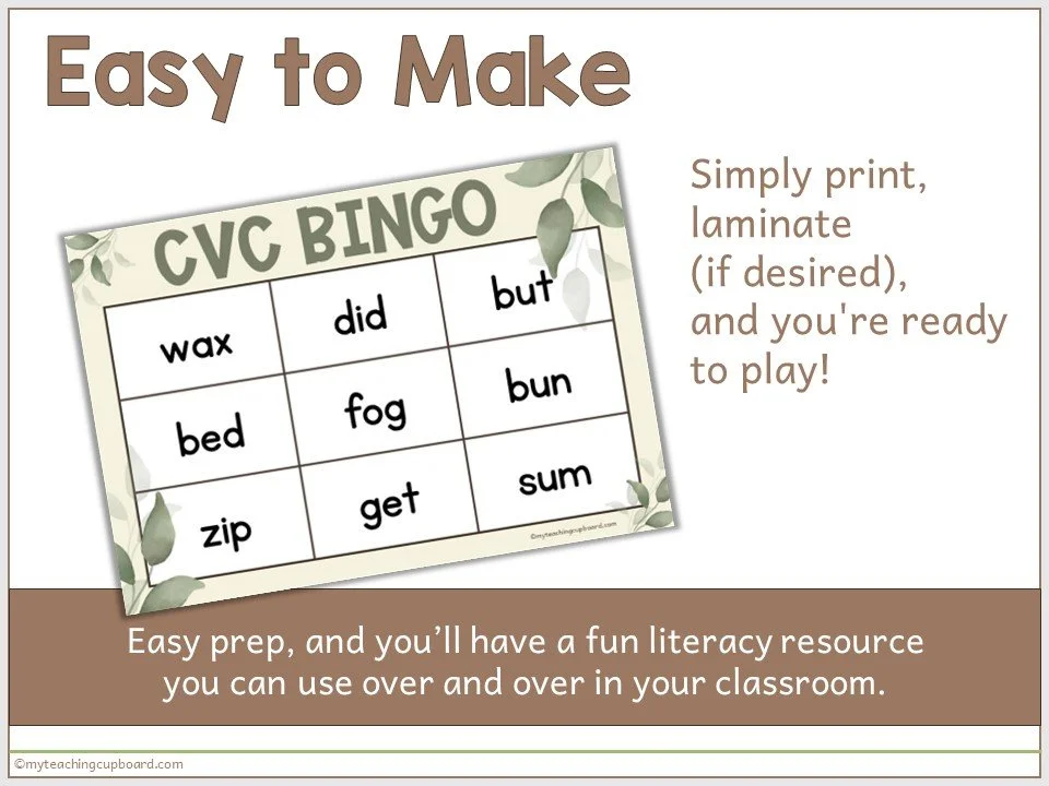 CVC Words Bingo Game — My Teaching Cupboard