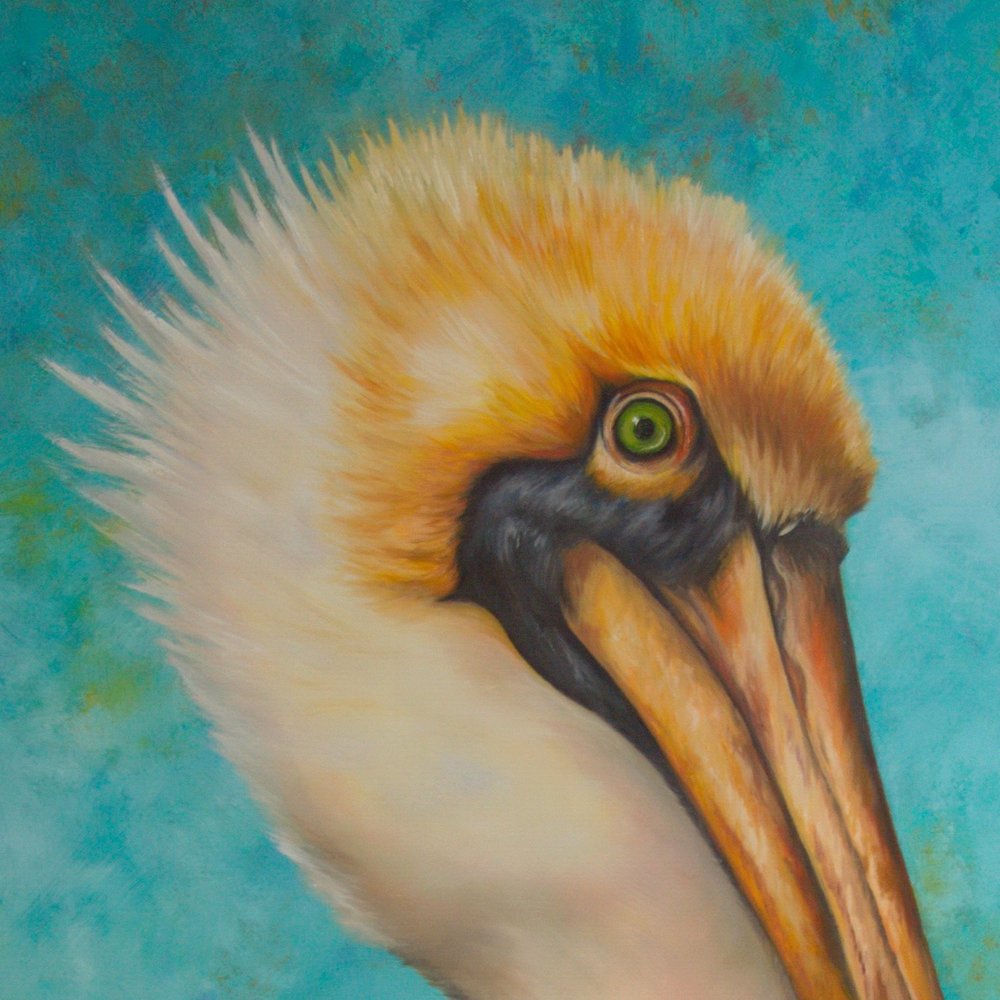 Wood Pelican Painting