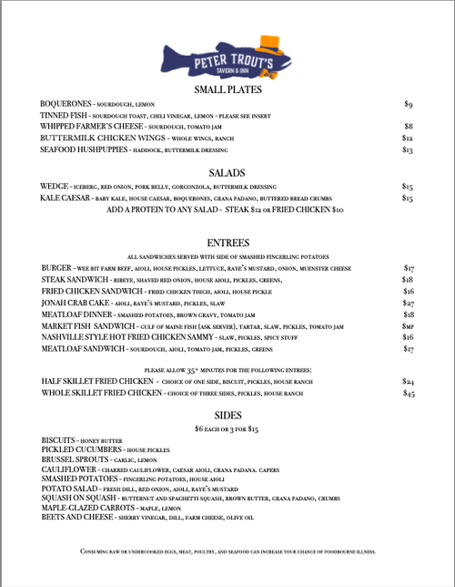 Dining — Peter Trout's Tavern and Inn