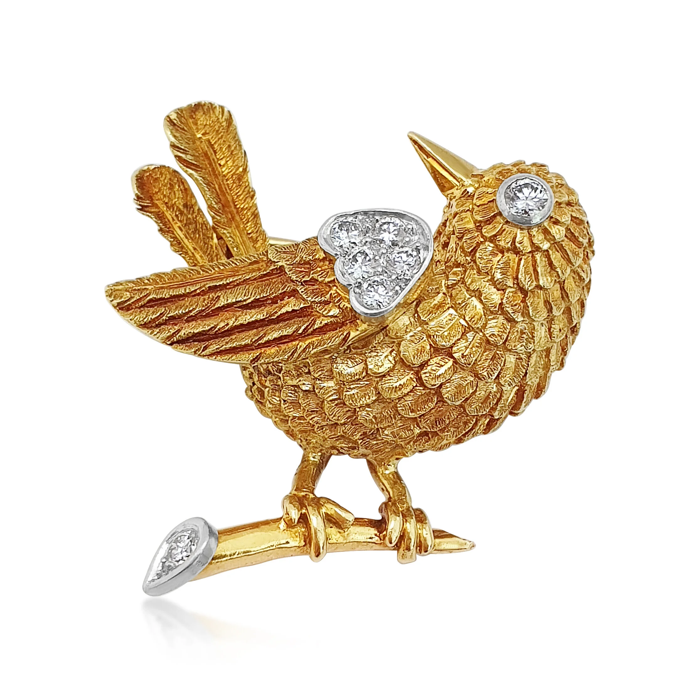 A Gold and Diamond Bird Brooch, by Cartier — Revival Jewels