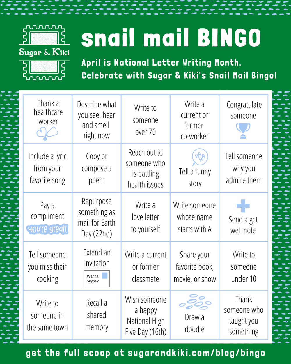 5th Annual Snail Mail Bingo — Sugar & Kiki