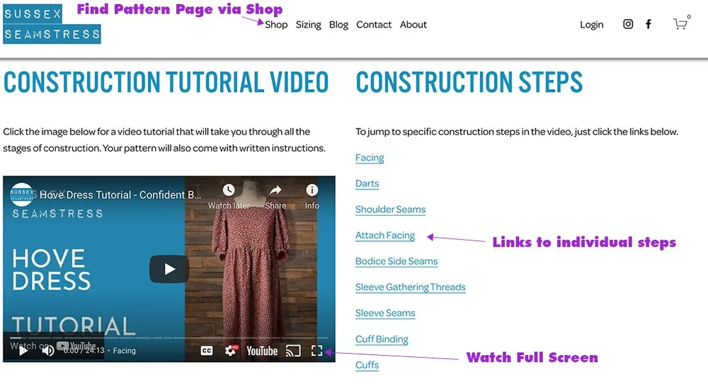 How to use our Sewing Pattern Tutorial Videos — Sussex Seamstress ...