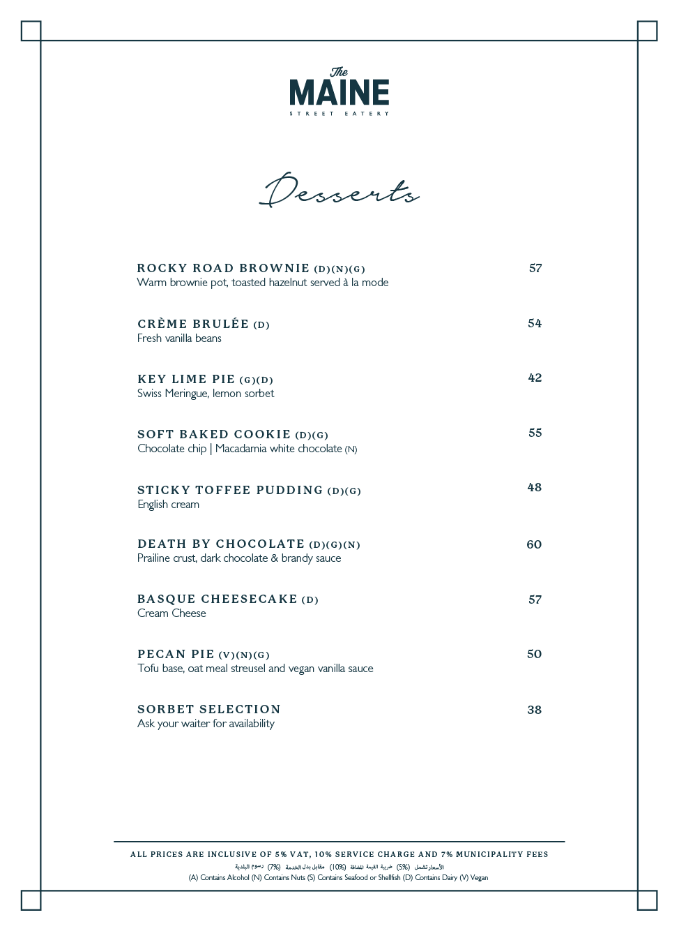 A La Carte Menu — The MAINE Street Eatery