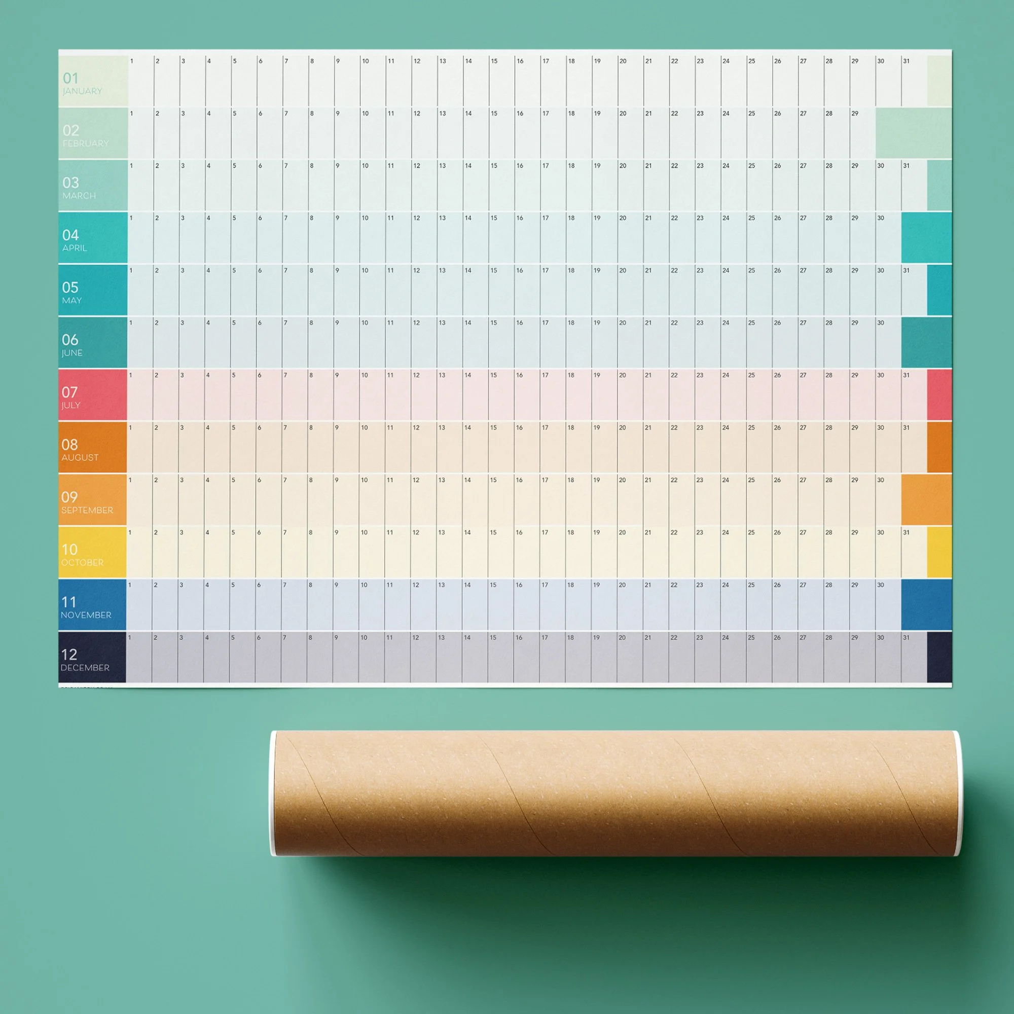 Any month Wall Planner (landscape) — Origami Fox