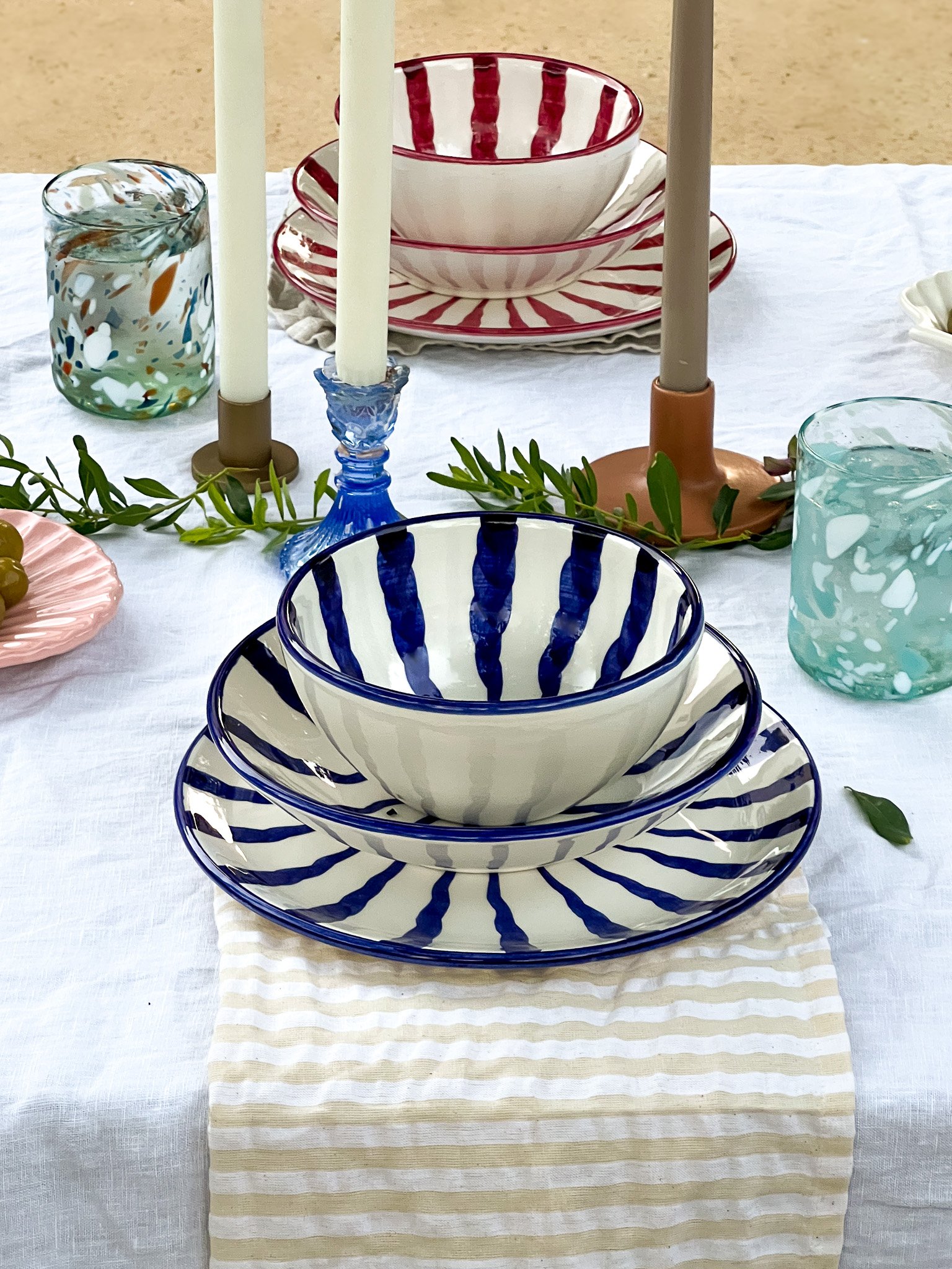 Colourful Soup Bowl Set | Handmade Ceramic Wave Design | Interiors ...