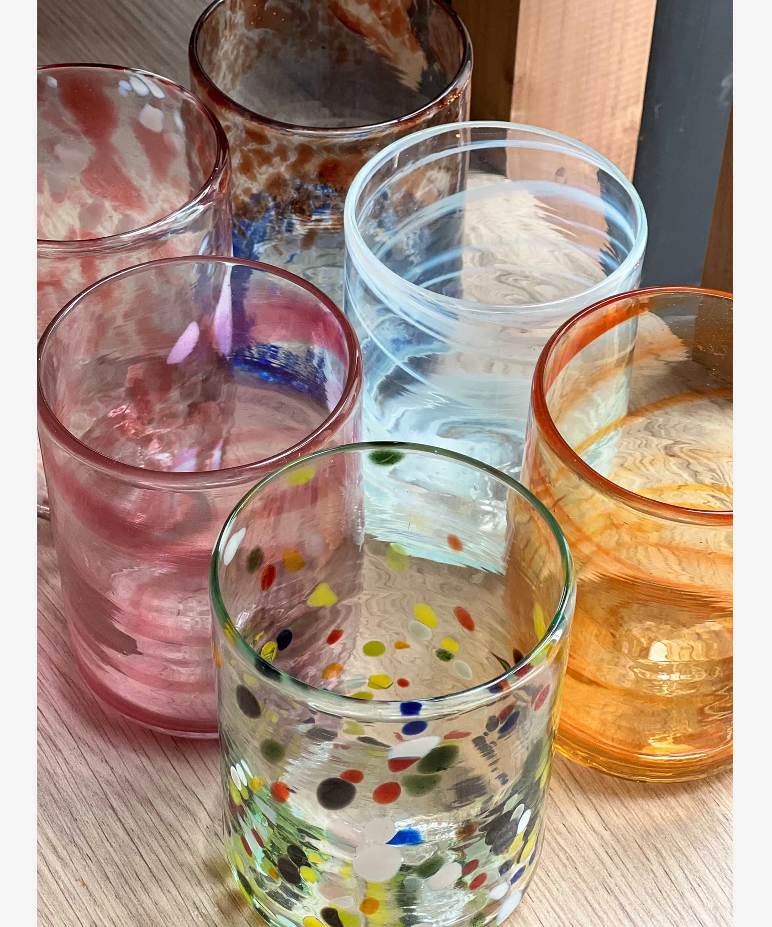 Colourful Handmade Glass Palma Tumbler | Pink Terrazzo Design | Mouth ...