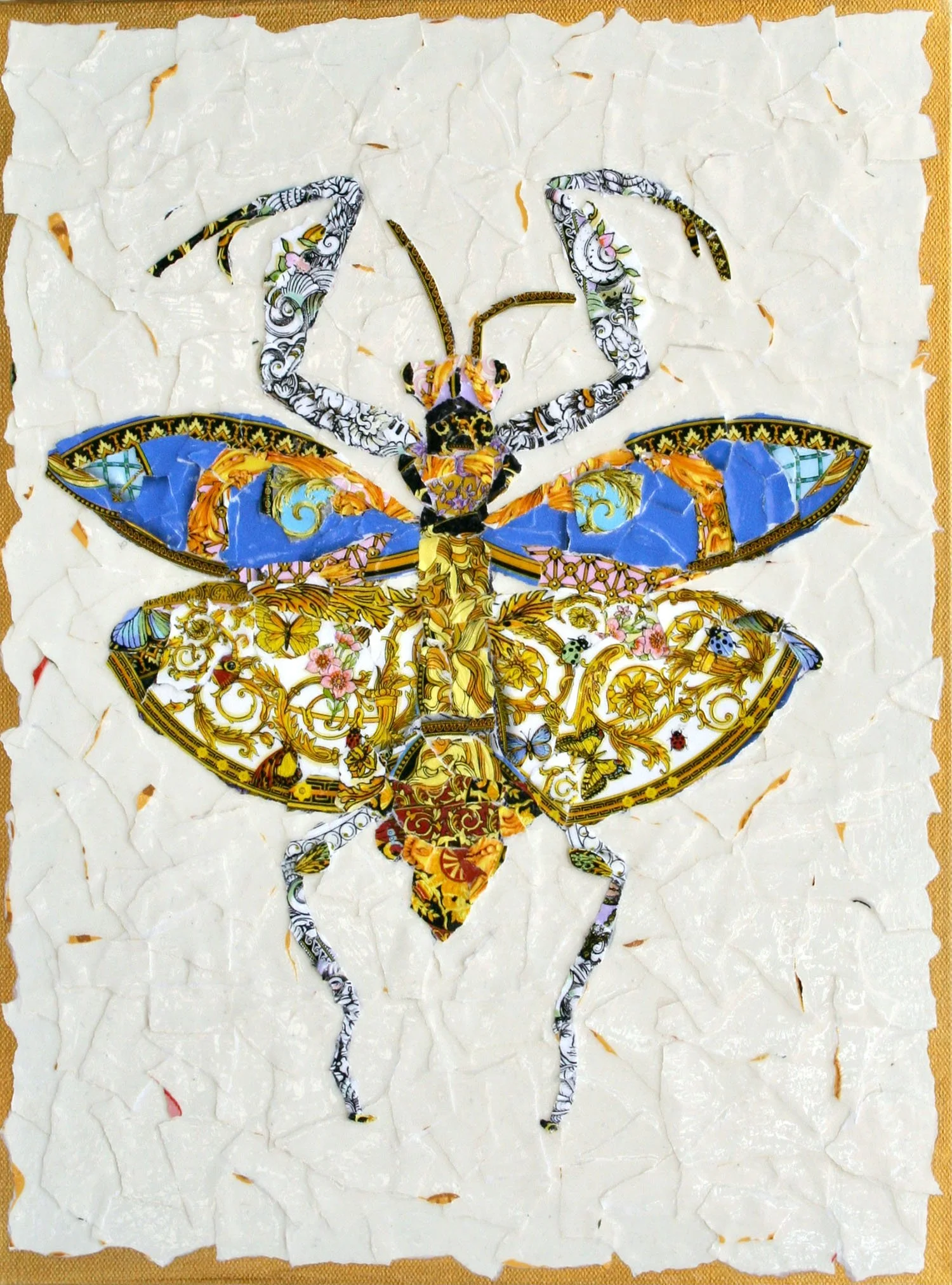 Unique contemporary wallpaper collage artwork of animals, bats, boar ...