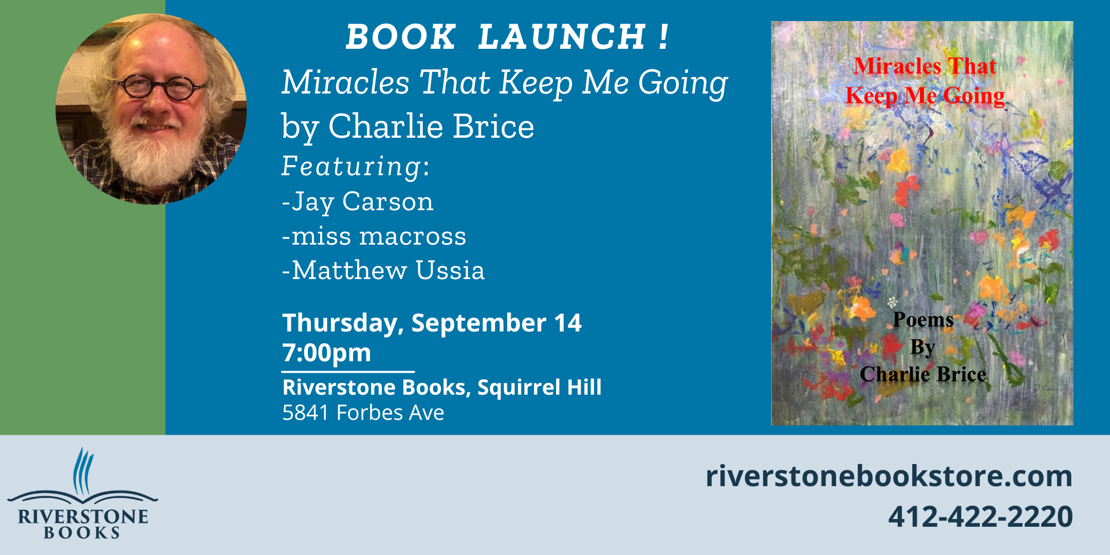 Poetry Launch! Miracles That Keep Me Going — Riverstone Books