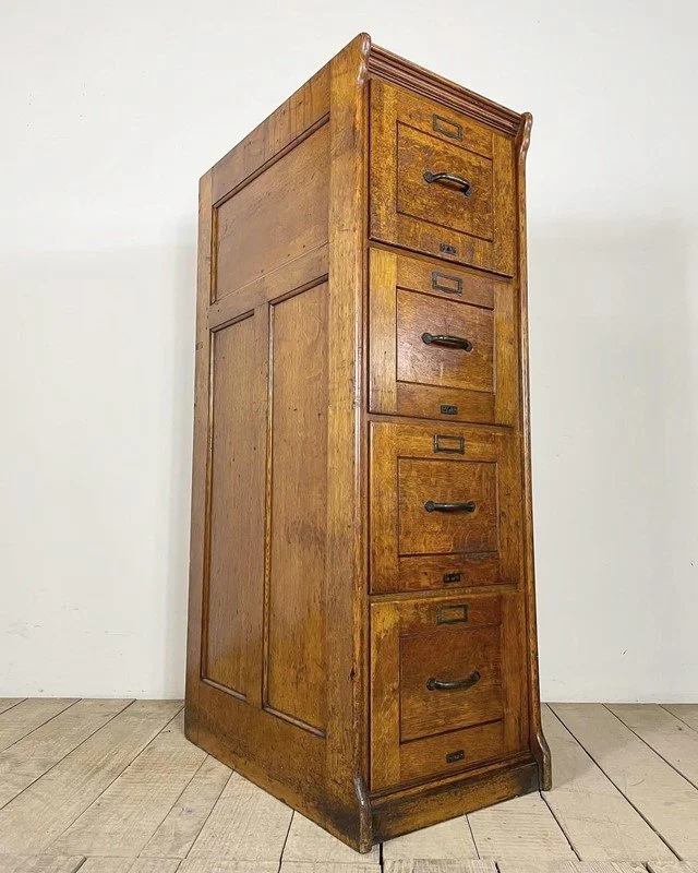 Early 1900s Antique Oak Filing Cabinet Vintage Boathouse