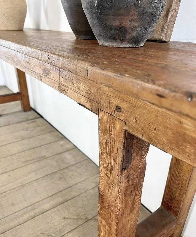 Antique Rustic Pine Console Table — Vintage Boathouse