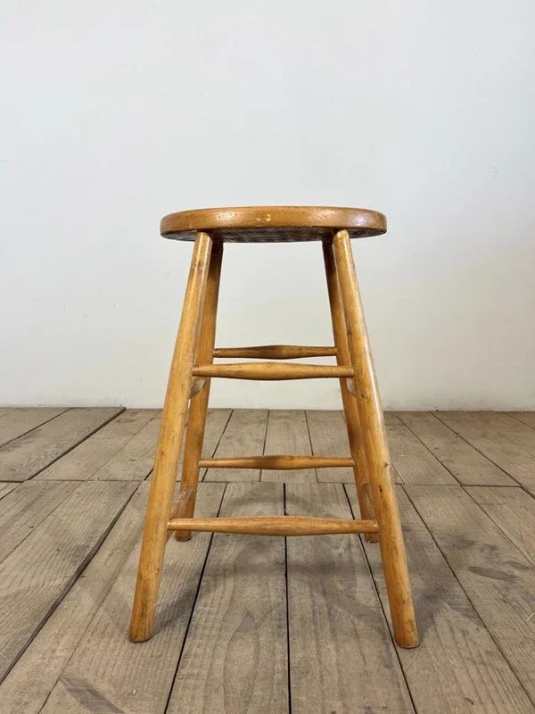 Vintage Mid Century Beech & Elm Ercol Stool — Vintage Boathouse