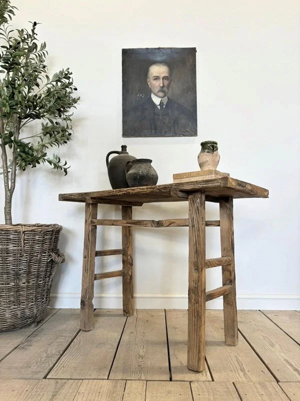 Antique Primitive Elm Console Table — Vintage Boathouse