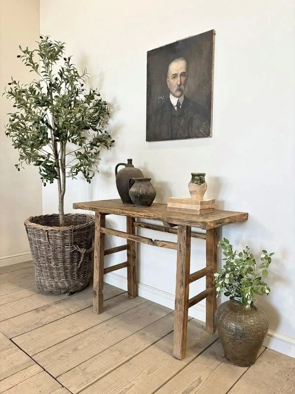 Antique Primitive Elm Console Table — Vintage Boathouse