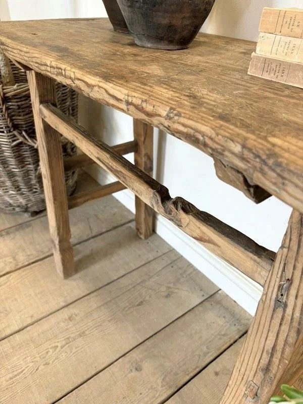 Antique Primitive Elm Console Table — Vintage Boathouse
