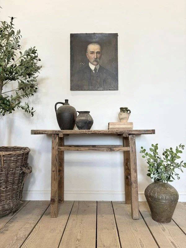 Antique Primitive Elm Console Table — Vintage Boathouse